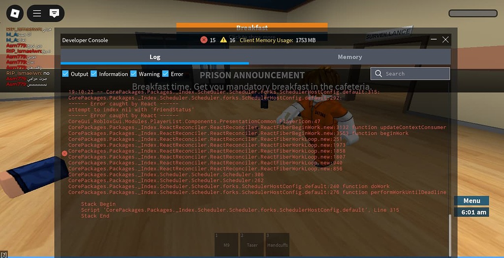 Player List disappears when clicking a player's name if they leave or ...