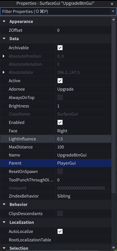 SurfaceGui not accepting any input - already in PlayerGui and Active ...