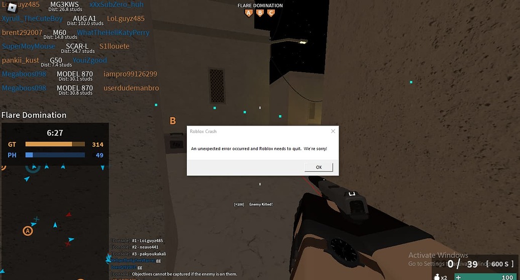 Crash reports from specific (trusted) players in specific games ...