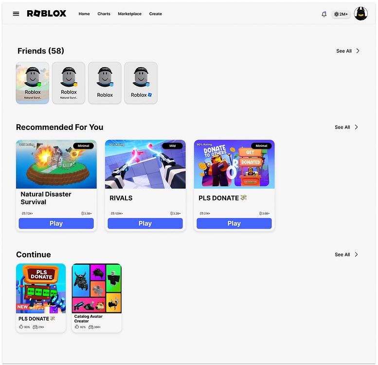 Feedback on Redesigned roblox homepage - Creations Feedback - Developer ...
