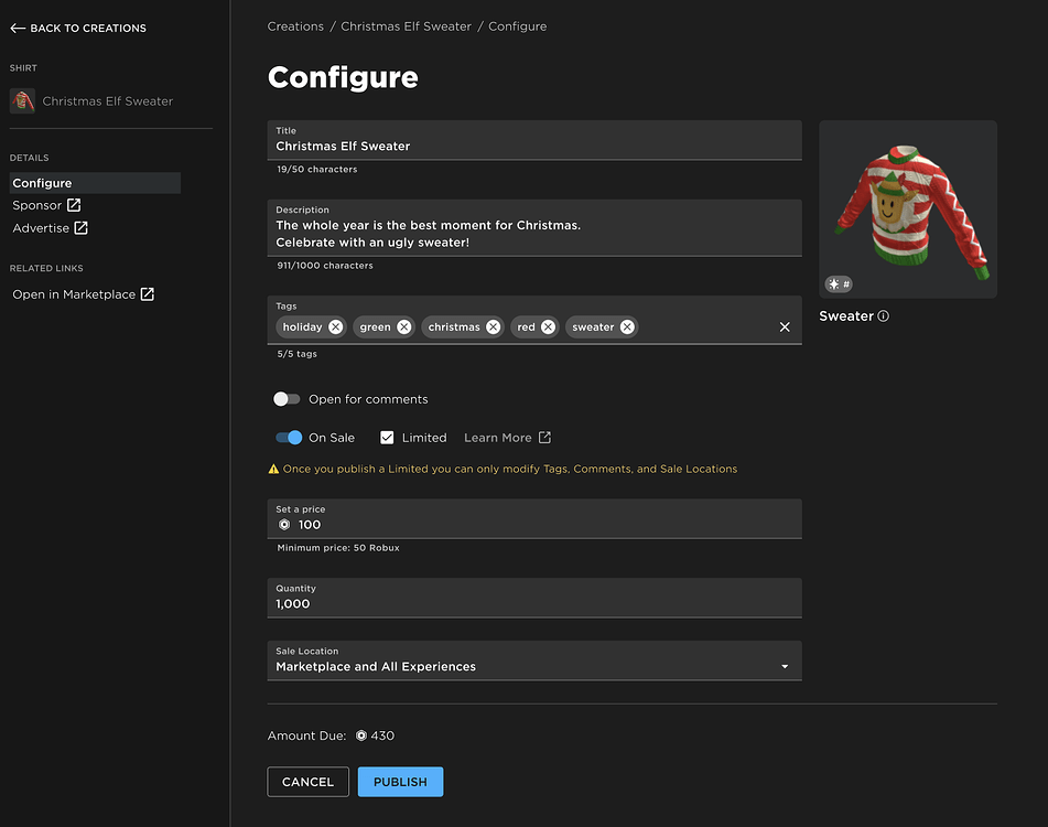 Announcing Limiteds for the UGC Program [Marketplace] - Announcements - Developer Forum | Roblox