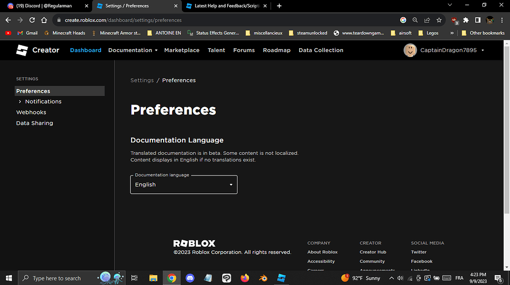 The roblox studio devhub is in french - Scripting Support - Developer ...