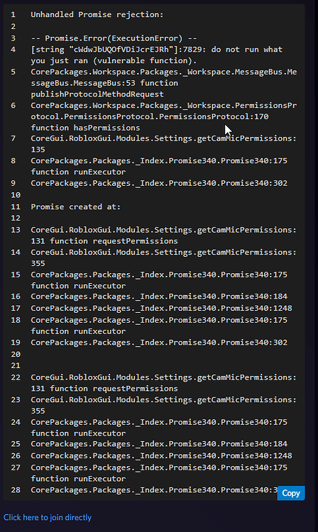 Errors in the game logs "do not run what you just ran (vulnerable ...