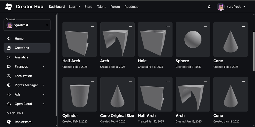 MeshPart thumbnails do not load in Creator Dashboard - Creator Hub (create.roblox.com) Bugs ...