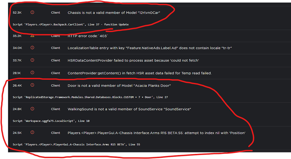 Error Report Seemingly Showing Errors From Another Game Creator Hub