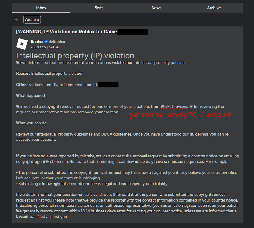 DMCA System has a giant flaw - Website Features - Developer Forum | Roblox