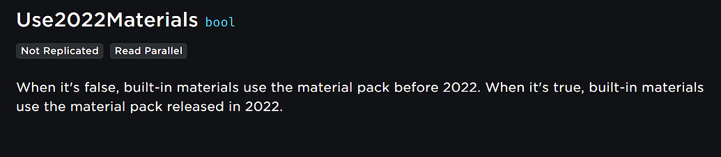 MaterialService.Use2022Materials cannot be accessed by scripts or command line even though ...