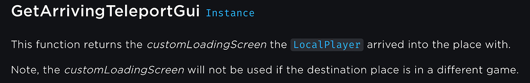 GetArrivingTeleportGui documentation should warn about teleport GUIs coming from different games ...