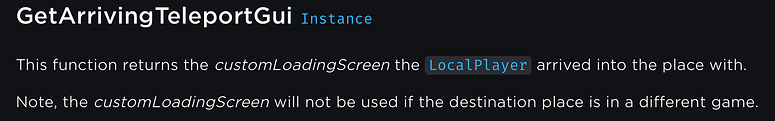 GetArrivingTeleportGui documentation should warn about teleport GUIs coming from different games ...