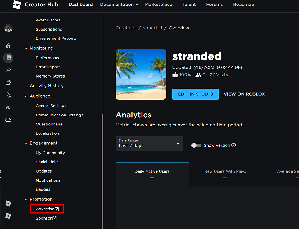 How do I create a User Ad? - Platform Usage Support - Developer Forum | Roblox