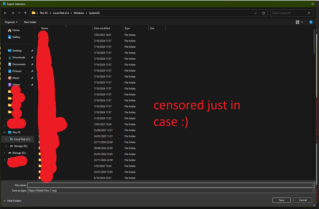 Export Selection defaults to saving the model to System32 (on Windows ... Export Selection defaults to saving the model to System32 (on Windows ...