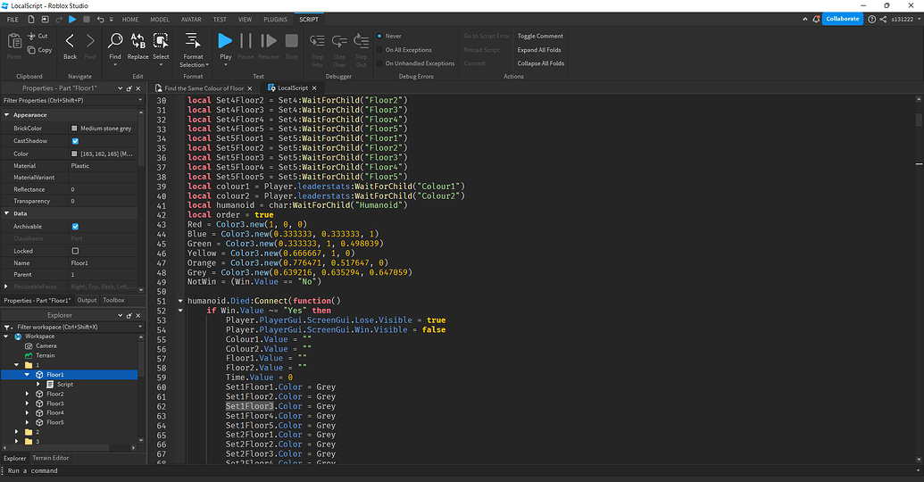 Unable to change the part colour by string value - Scripting Support ...