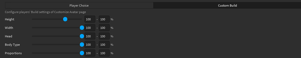 Avatar Settings - Scaling options not working - Studio Bugs - Developer Forum | Roblox