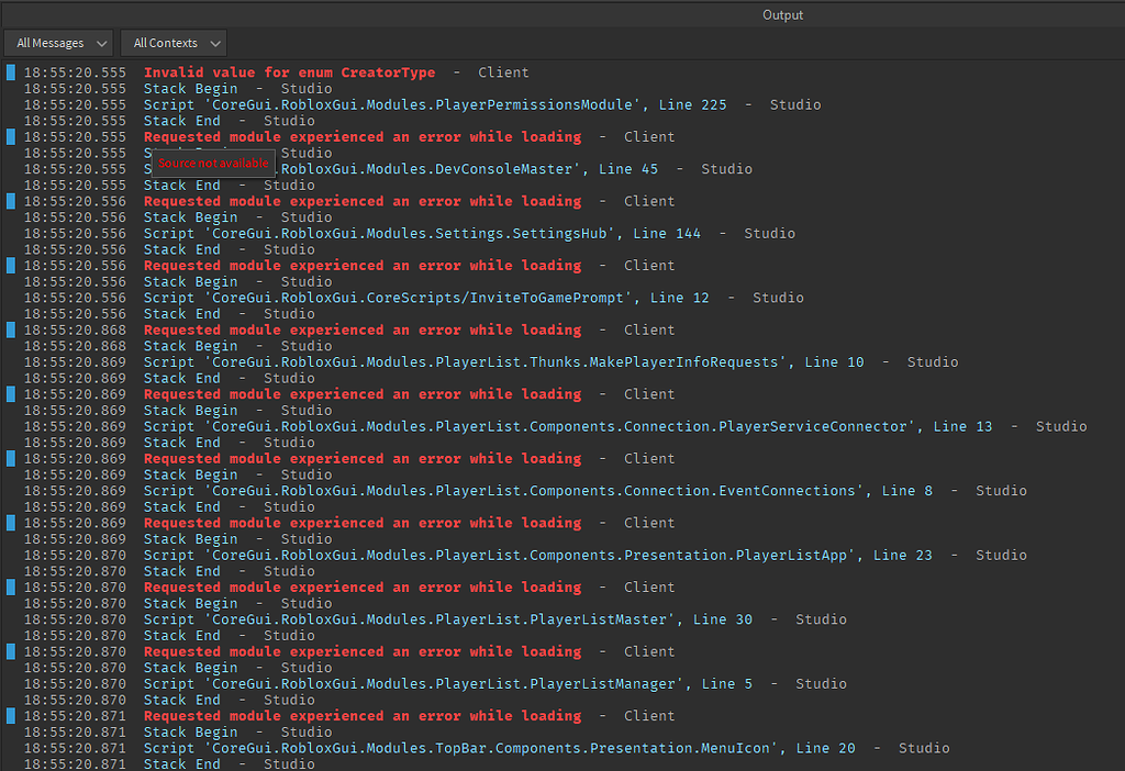 Local test causes multiple CoreGui errors - Studio Bugs - Developer ...