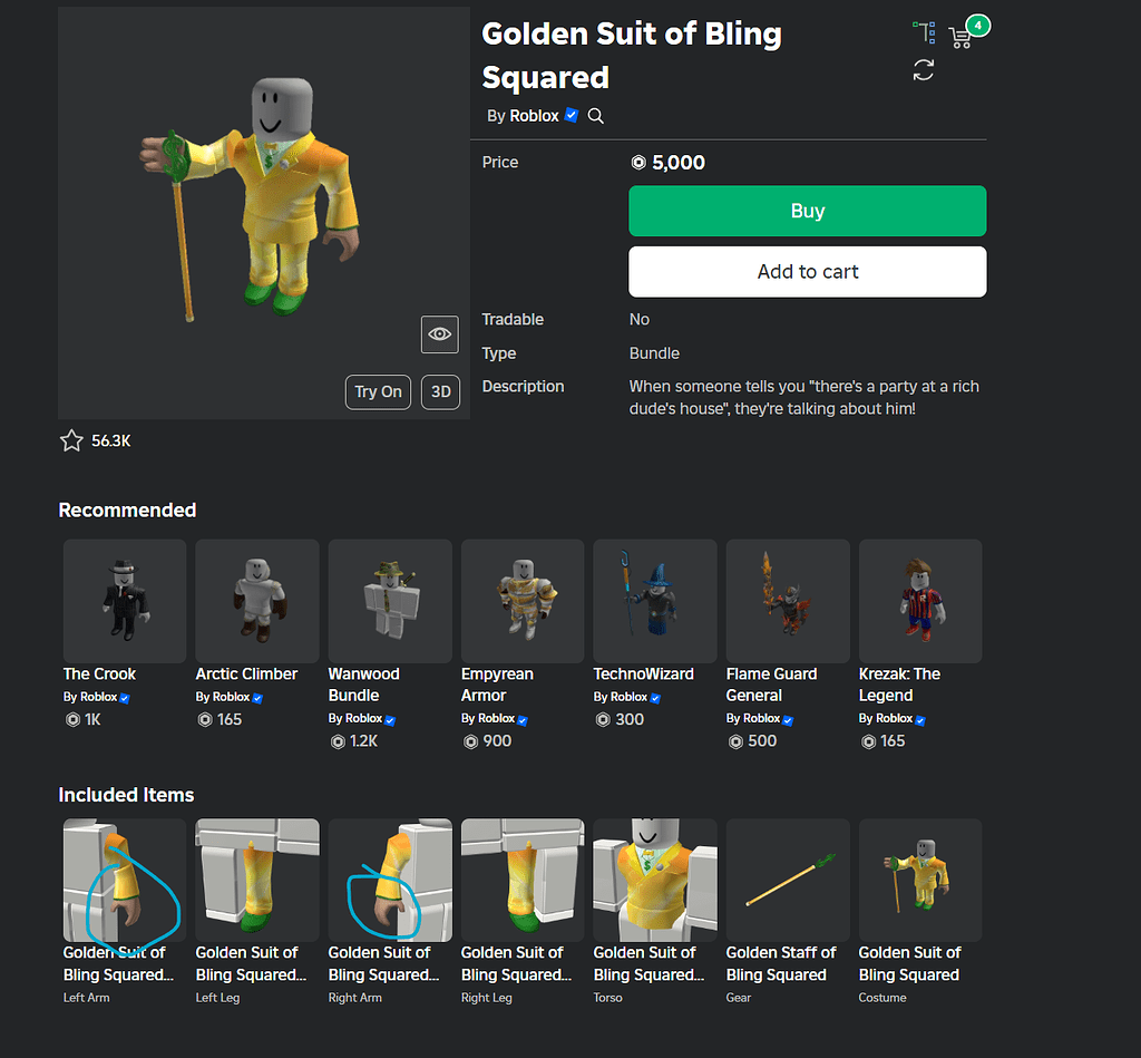 Golden Suit of Bling Squared has skin tone baked into texture of the ...