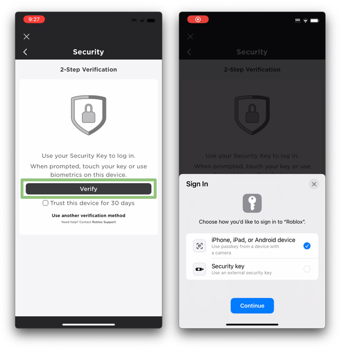 2fa Via Security Key Now Available On The Roblox Ios App