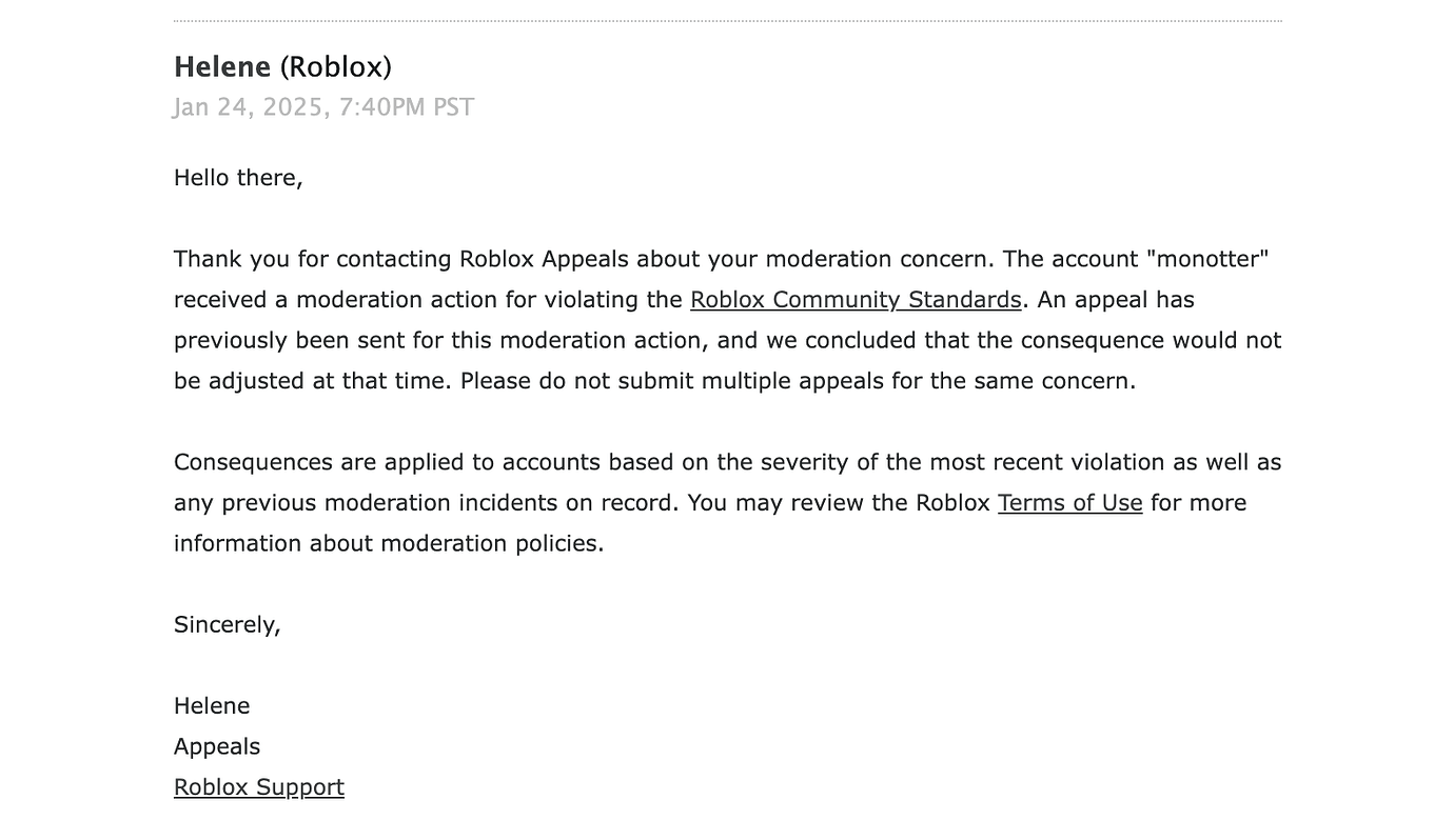 Account Terminated, Empty Ban Message? (3rd time) - Platform Usage Support - Developer Forum ...