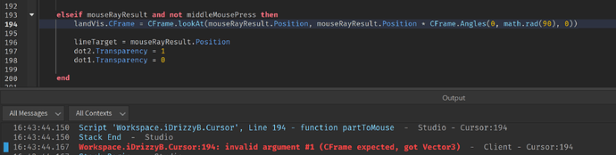 Trying to rotate a cylinder through a script while also using CFrame.LookAt() - Scripting ...