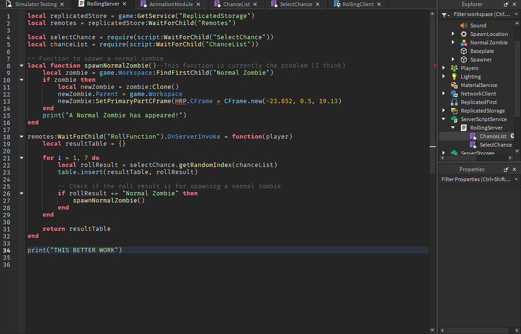 Rolling System to Spawn an NPC - Platform Usage Support - Developer ...