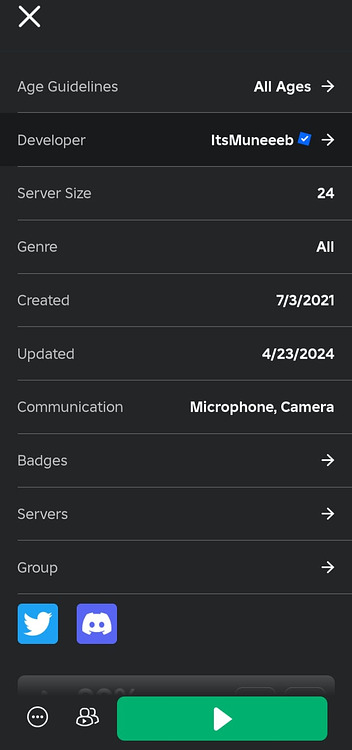 Group social links under a game page shows the old Roblox icon on the ...