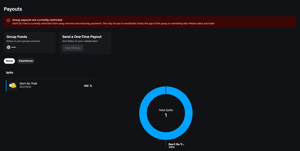 Unable to payout group funds after 1 month - Creator Hub (create.roblox ...