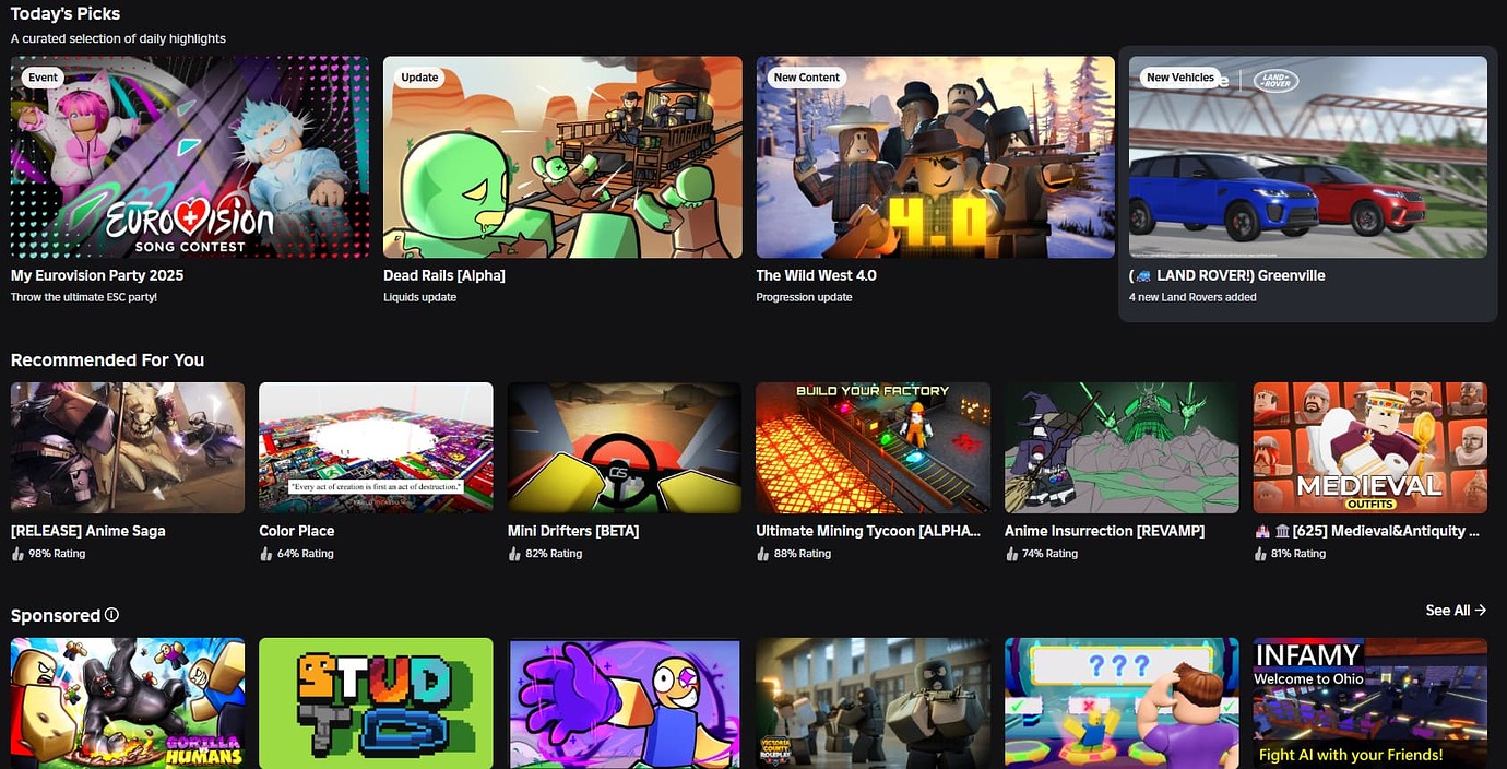 "Continue Playing" section missing from homepage - Roblox Application ...