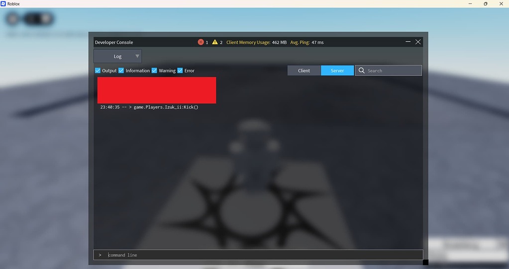 Calling :Kick on a player with no arguments results in no disconnection ...