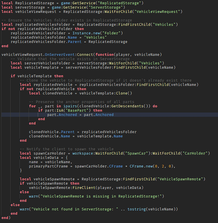 Spawning A-chassis car to be a visible to only 1 person - Scripting Support - Developer Forum ...