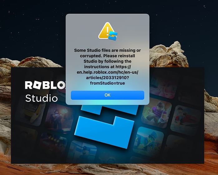 Studio claims it is corrupted when you attempt to open without internet ...