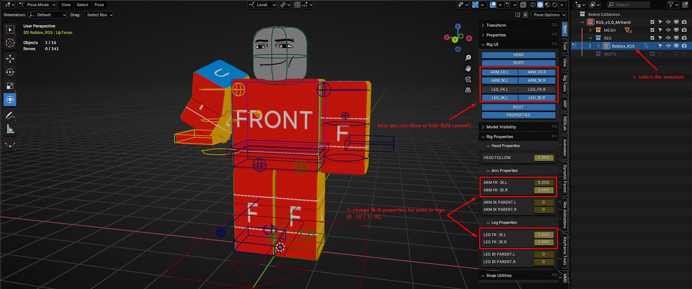 R15 Rig for Blender 4.0+ (FK/IK switching) - Community Resources ...
