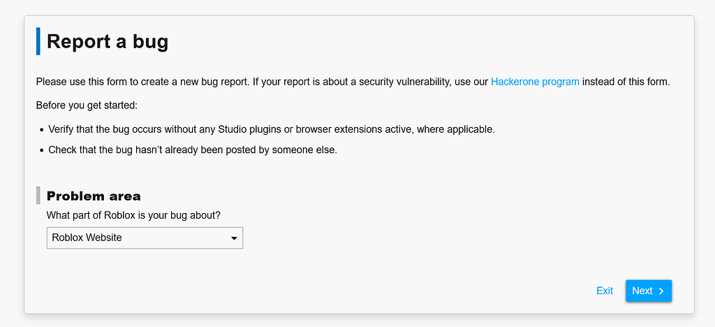 Discard progress on started bug reports if only the problem area has been selected - Forum ...