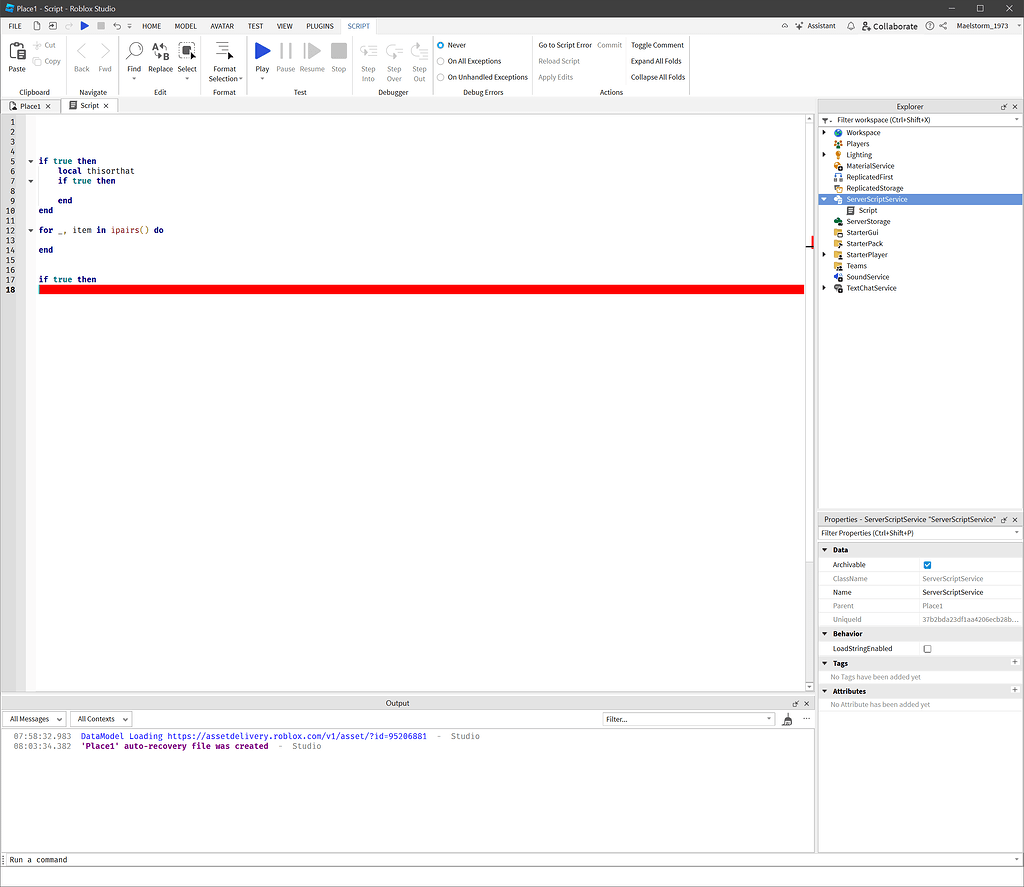 Auto-Indent/Auto-Complete intermittently does not work after using certain LUA keywords and ...