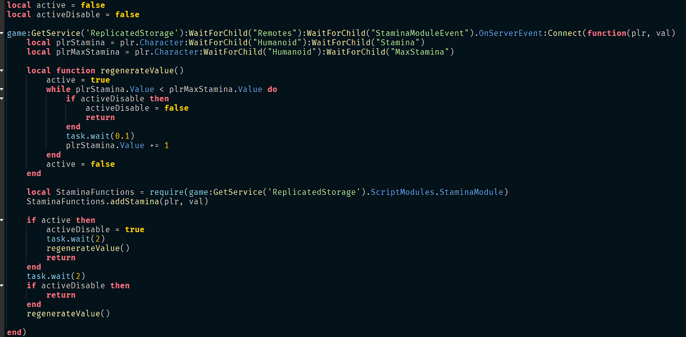 Stamina regeneration system not behaving as it should - Scripting Support - Developer Forum | Roblox