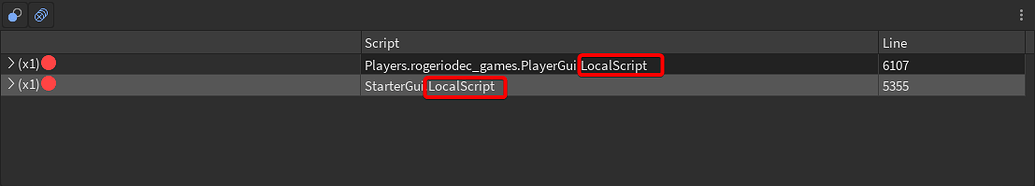 Intuitive Debugger Breakpoint Wont Work If Inserted Inside A `mousebutton1down` Event While