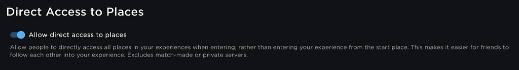 Configure Direct Joins by Place - Announcements - Developer Forum | Roblox