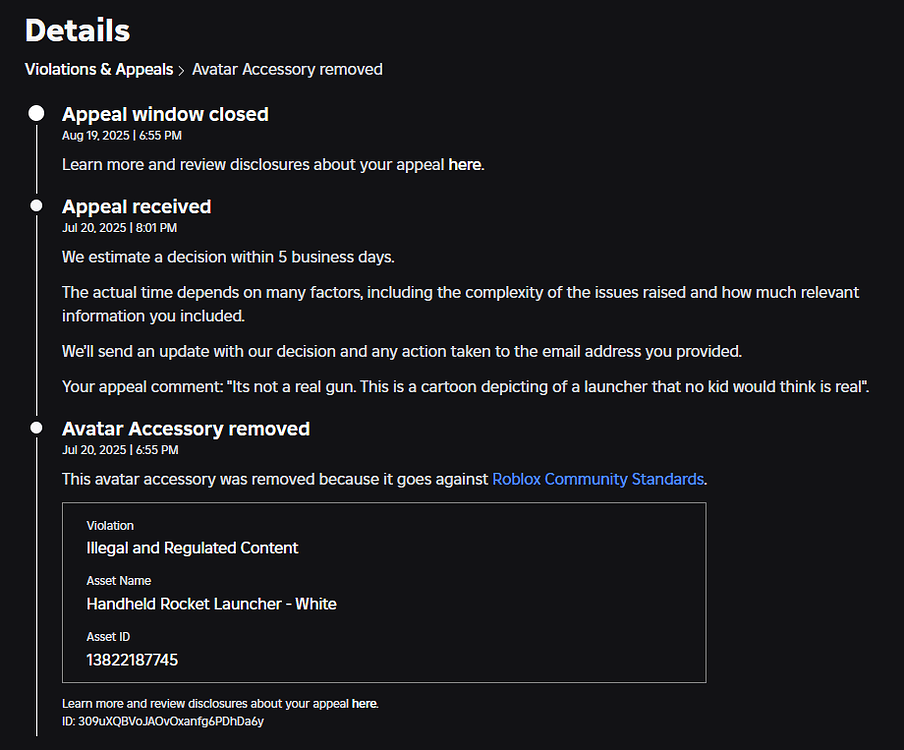 Roblox Violations and Appeals Page Consistently Fails to Make Decisions ...