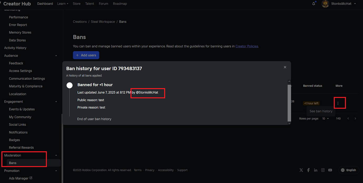 Help about roblox ban api - Scripting Support - Developer Forum | Roblox