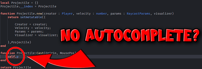 Autocomplete not working for OOP - Scripting Support - Developer Forum ...