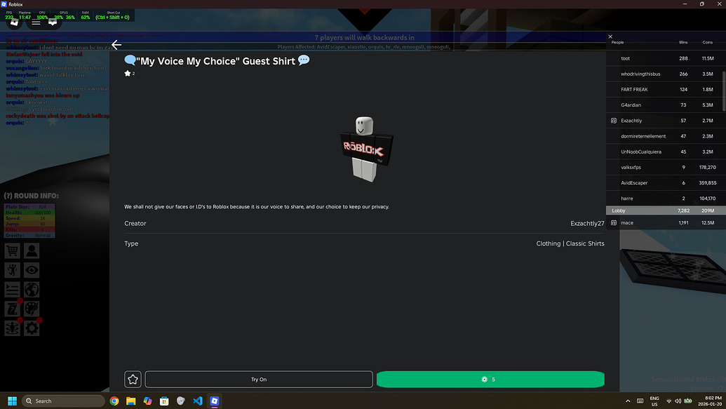 In-game Avatar Viewer Accessory purchase button still green - Roblox ...