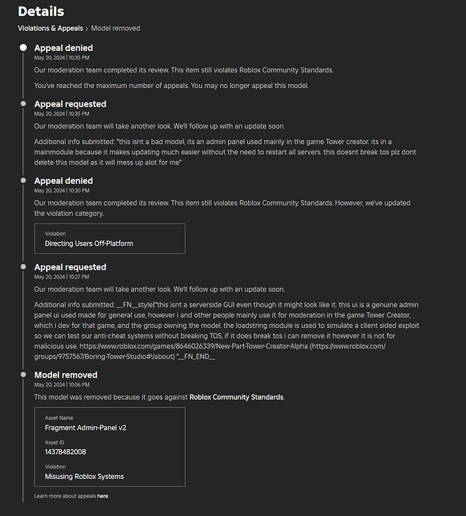 Admin panel system banned for "luring users offsite" - Platform Usage ...