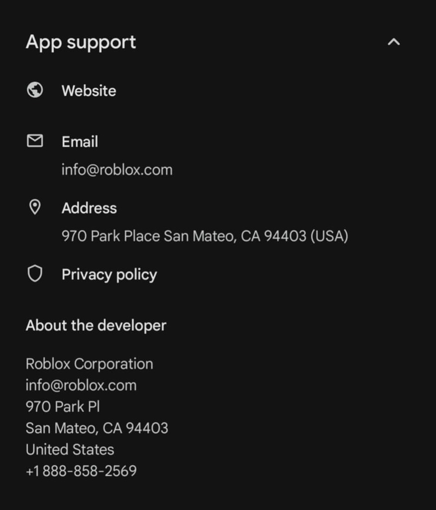 Outdated Roblox Headquarters address on Google Play. - Other Bugs ...