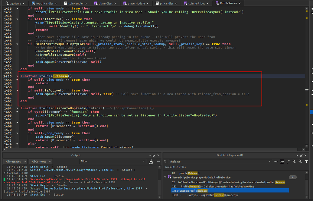 Metatable loses profile-service functions - Scripting Support ...