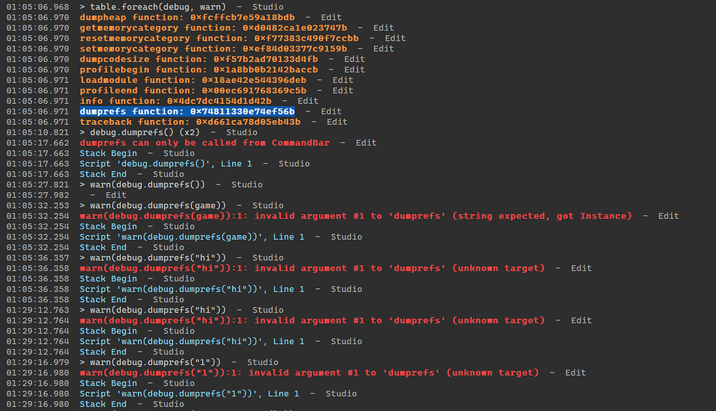 What in god's name is the debug.dumprefs function? - Scripting Support - Developer Forum | Roblox