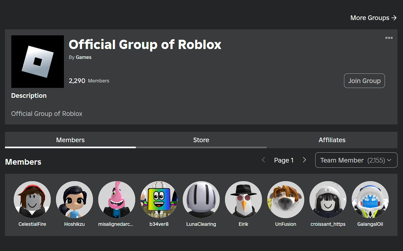 Group Page Not Displaying Member and Experience Information - Roblox ...