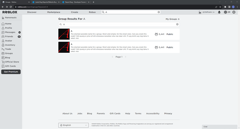 Group results are duplicated for group names under 2 characters - Website Bugs - Developer Forum ...