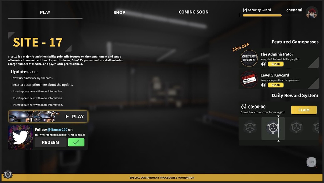 SCP Foundation UI - Creations Feedback - Developer Forum | Roblox