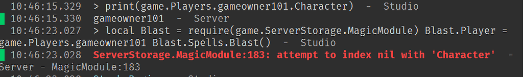 "Attempt to index nil with character" When used on the command line ...