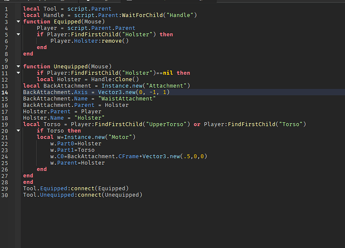 Holstering Script Issue - Scripting Support - Developer Forum | Roblox