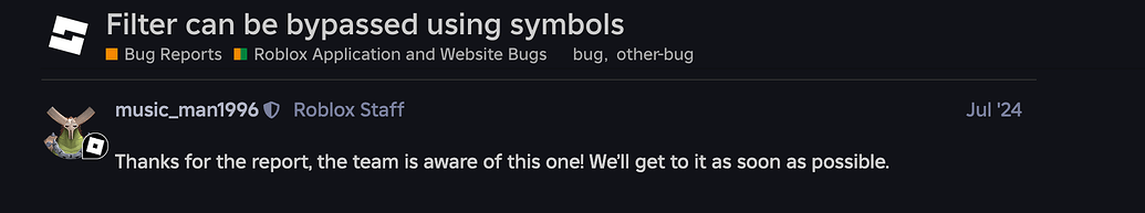 Chat Filter Bypass: Allows All Content (Slurs, Swears, PII, etc ...