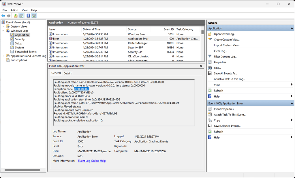 Application crash when launching Roblox Player - Platform Usage Support ...